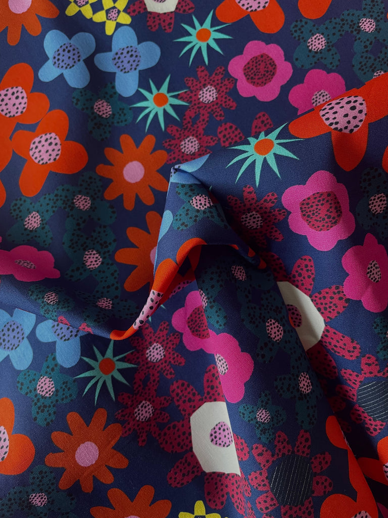 DOOPS DESIGNS • COTTON POPLIN • Blink Bloom • Pattern Scissors Frock